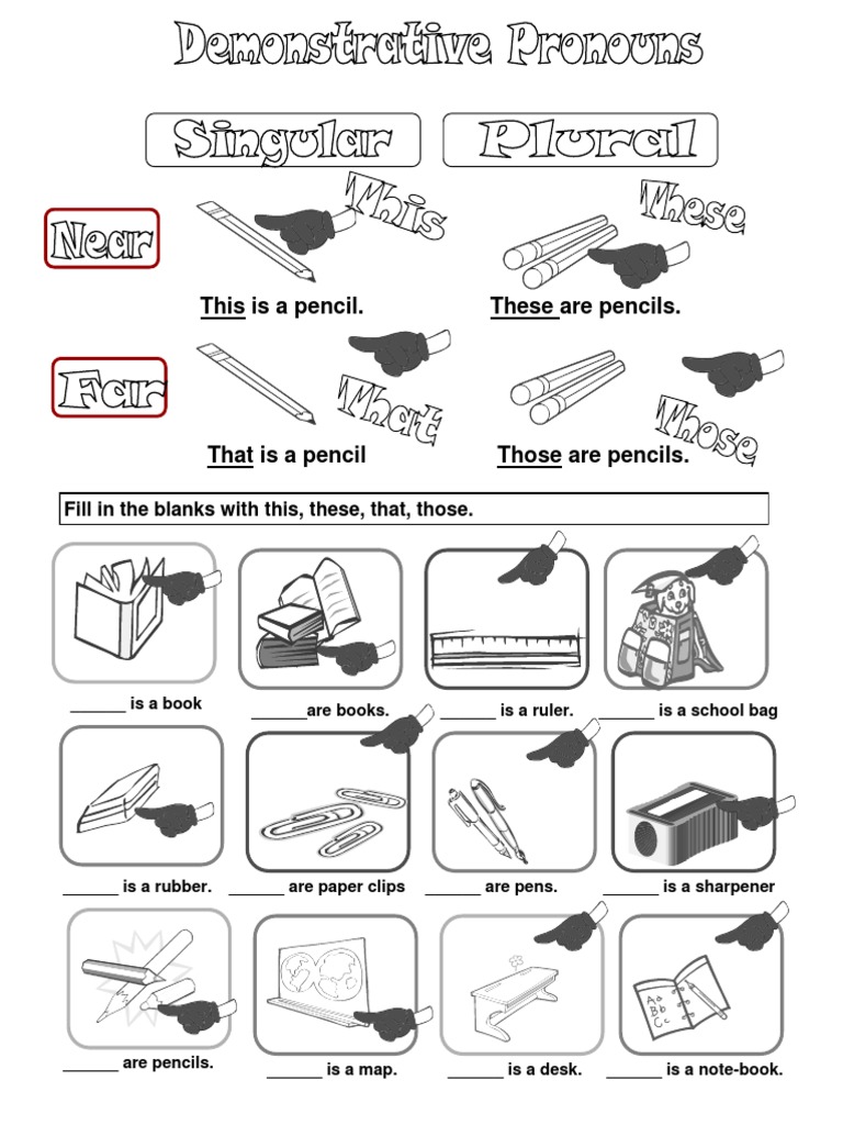 This Is A Pencil. These Are Pencils.: Fill in The Blanks With This ...