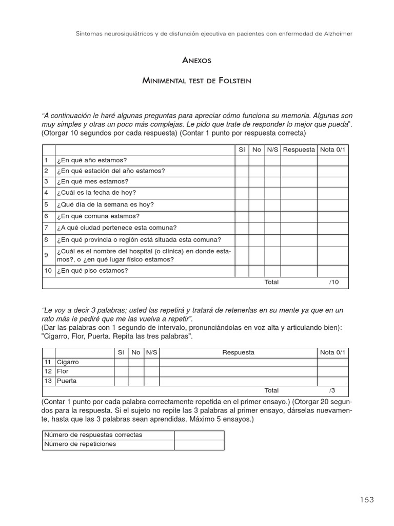 Minimental Test de Folstein | Oración (Lingüística) | Asunto (gramática)