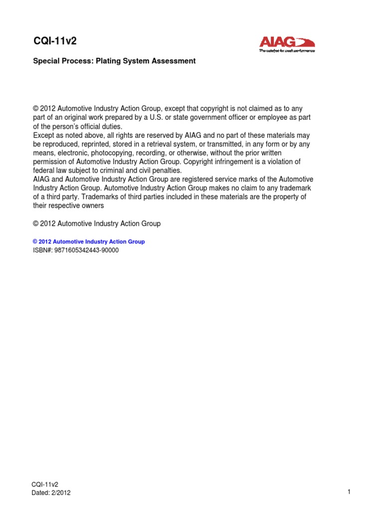 Cqi 11v2 Special Process Plating System Assessment PDF | PDF | Data ...