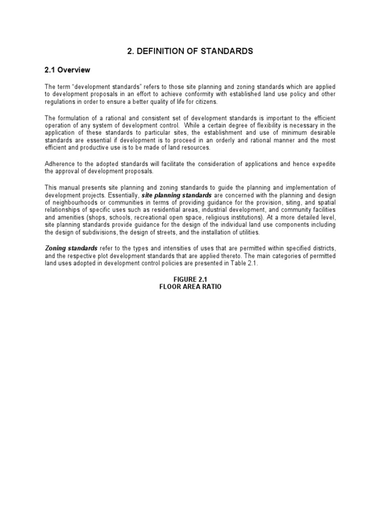 Definition of Standards: 2.1 Overview | PDF | Zoning | Road