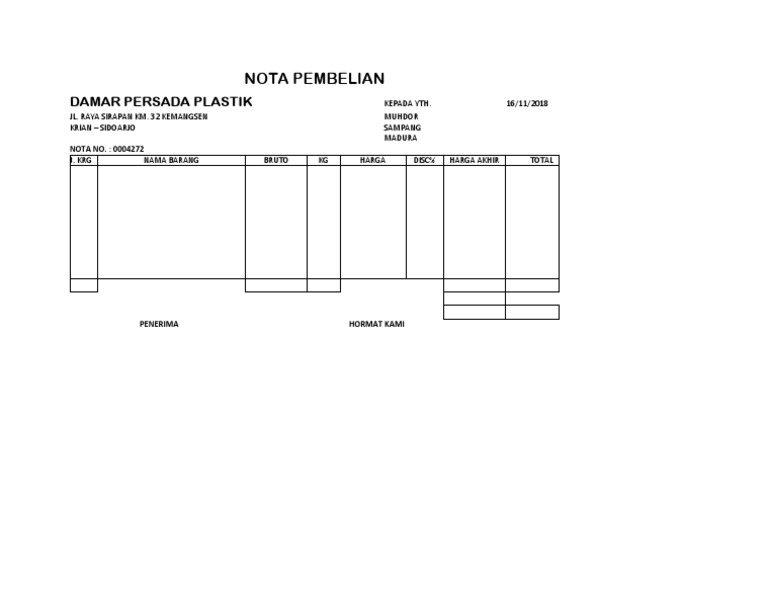 Nota Pembelian | PDF
