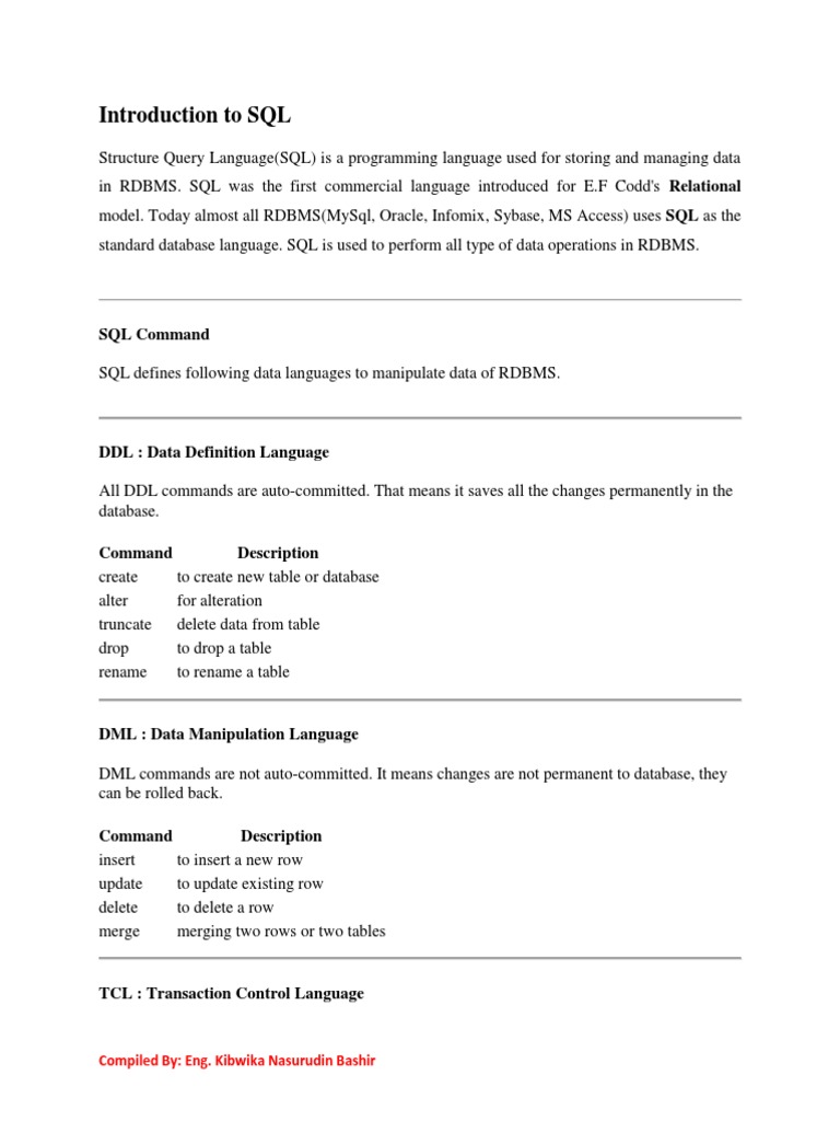 Basic SQL | PDF | Sql | Database Transaction