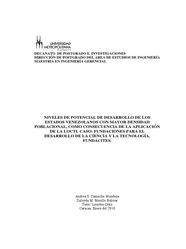 Tesis UNIMET PDF | PDF | Innovación | Venezuela