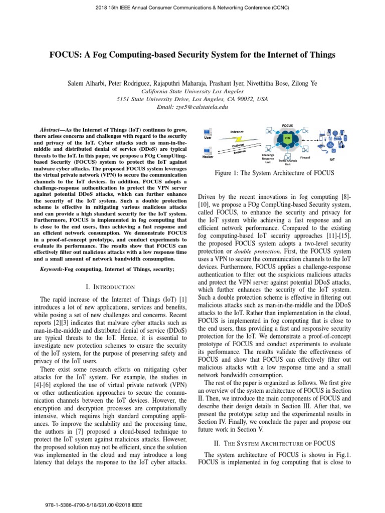 FOCUS: A Fog Computing-Based Security System For The Internet of Things ...