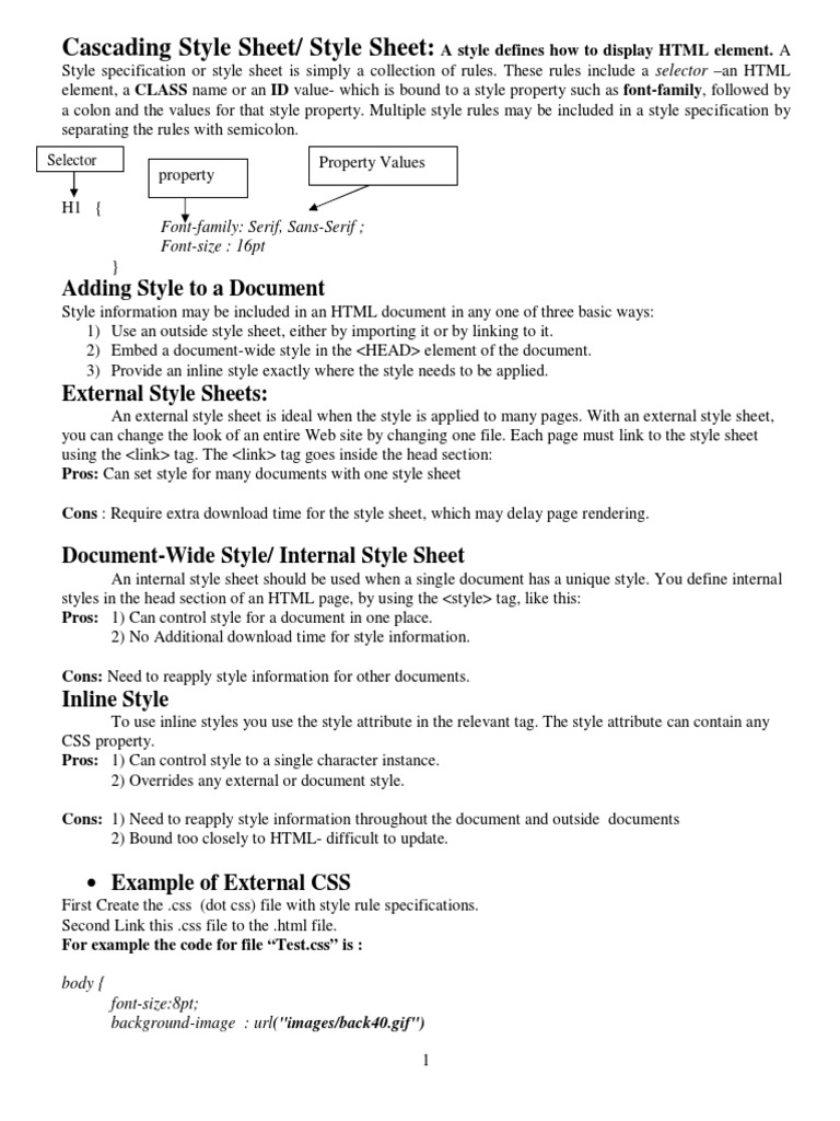 Cascading Style Sheet PDF | PDF | Cascading Style Sheets | Html Element