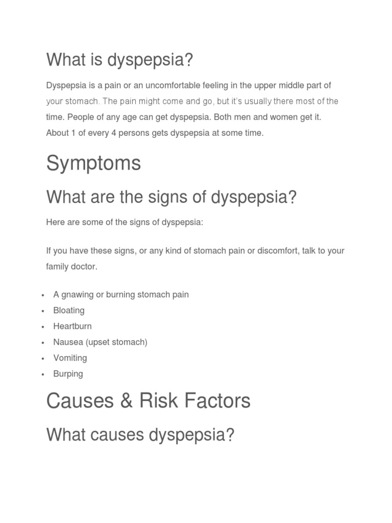 Symptoms: What Is Dyspepsia? | PDF | Indigestion | Gastroesophageal ...