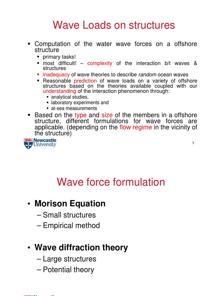 Offshore Wave Load Calculations | PDF | Force | Waves