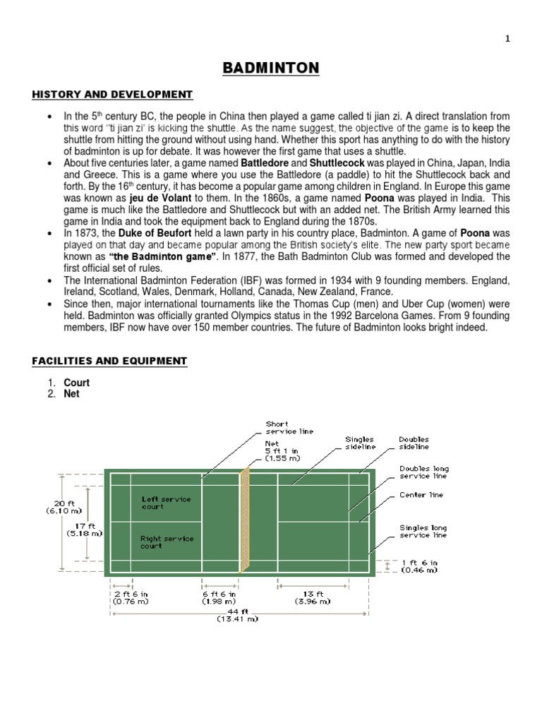 Badminton: History and Development | PDF | Racquet Sports | Athletic Sports