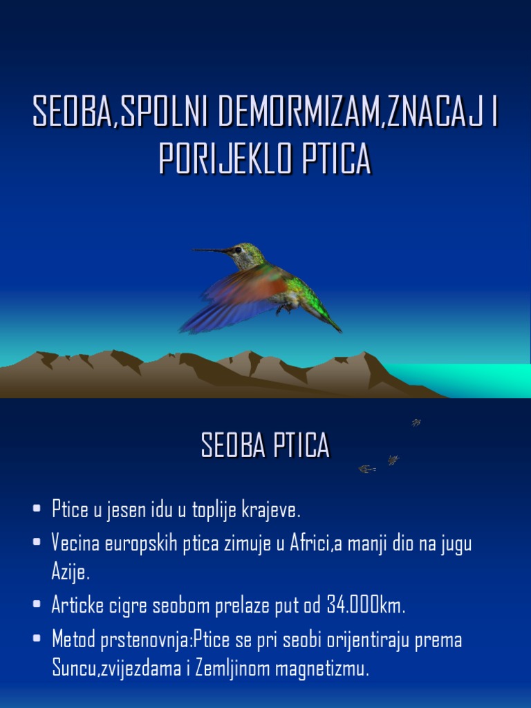 Seoba, Spolni Demormizam, Znacaj I Porijeklo Ptica | PDF