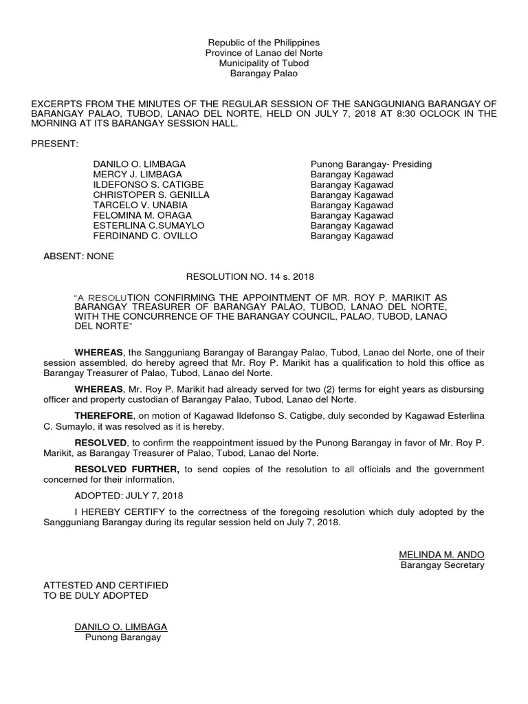 Confirmation of Barangay Treasurer Appointment | PDF | Government