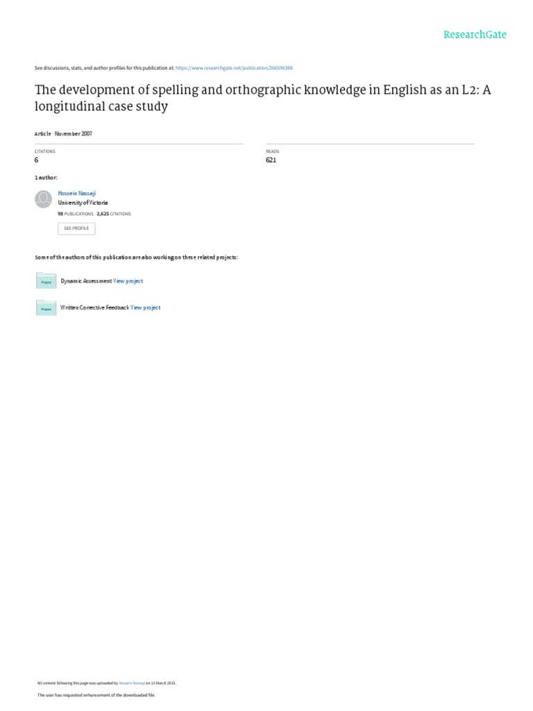 The Development of Spelling and Orthographic Knowl | PDF | Orthography ...