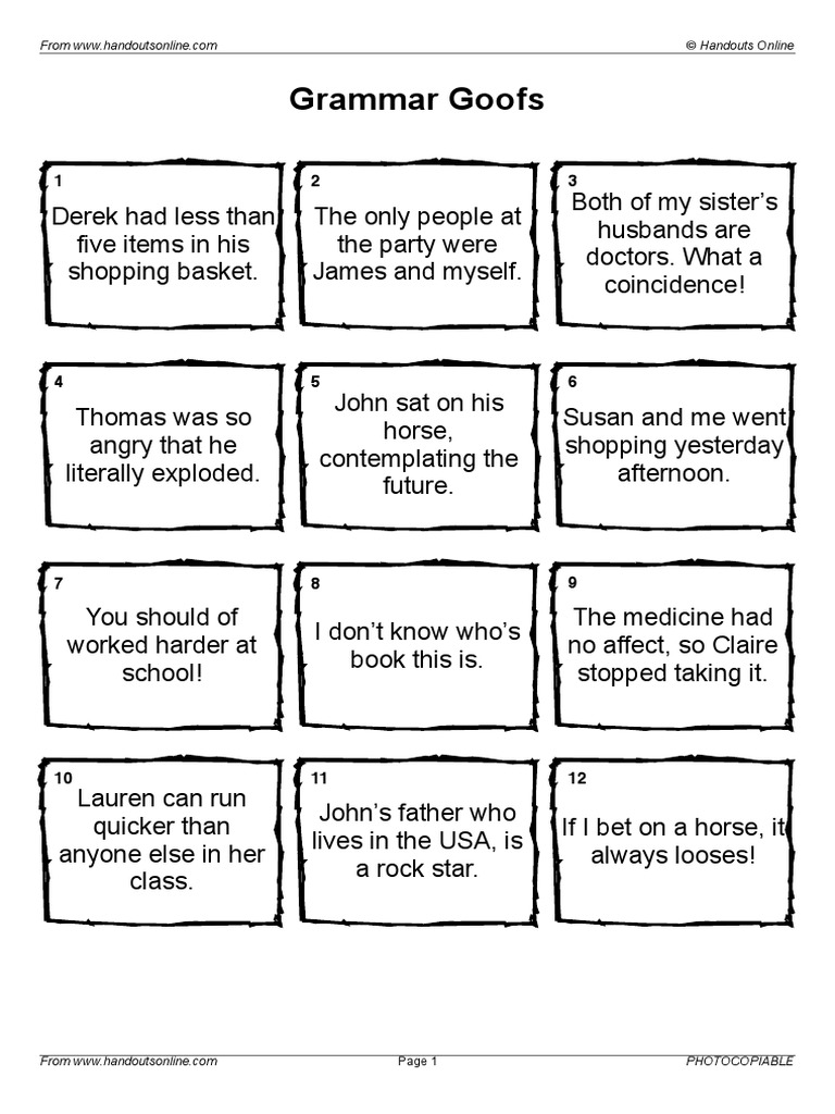 Grammar Goofs ADVANCED | PDF