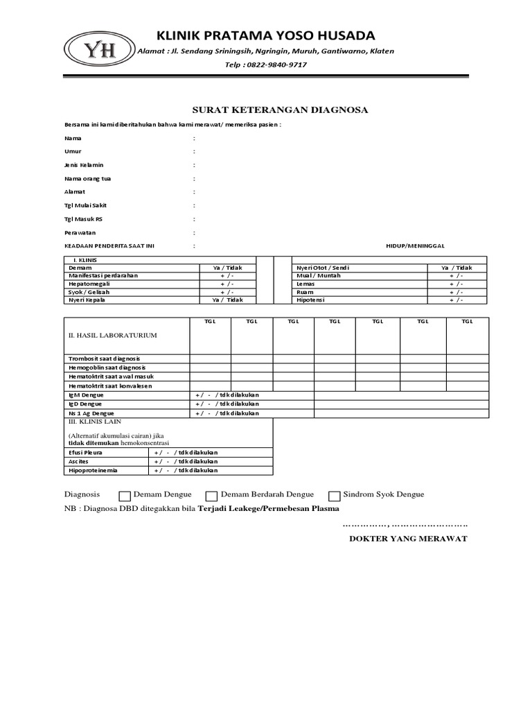 (Ketras f4) SURAT KETERANGAN DIAGNOSA | PDF