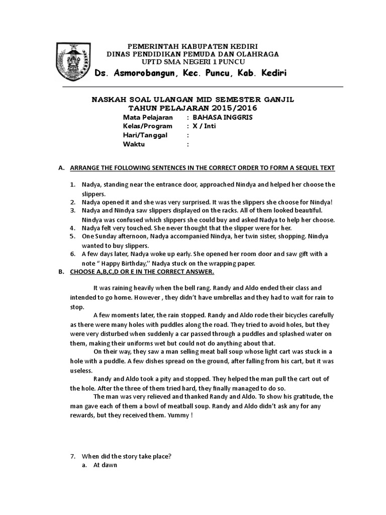 Ulangan Mid Semester | PDF | Nature