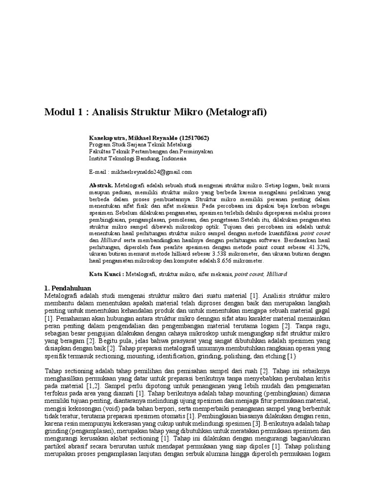 Analisis Struktur Mikro Baja Karbon | PDF | Metode & Bahan Ajar | Sains & Matematika