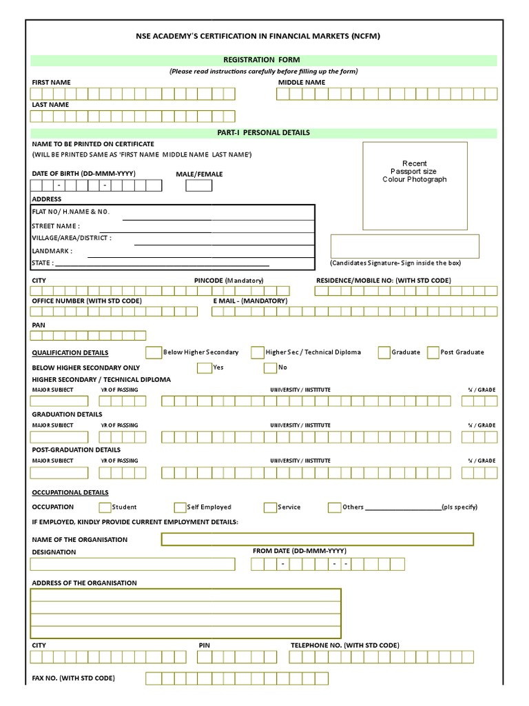 NCFM Registration Form for Certification | PDF | Derivative (Finance ...