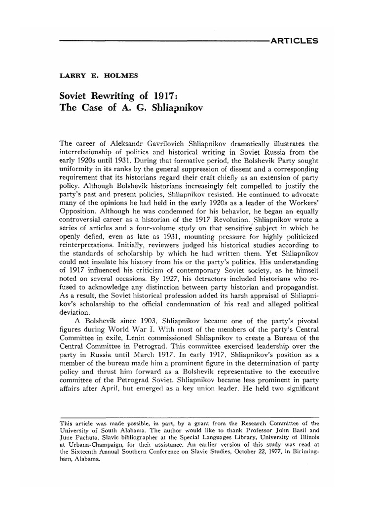 Holmes El Caso de Schliapnikov | PDF | Communist Party Of The Soviet ...