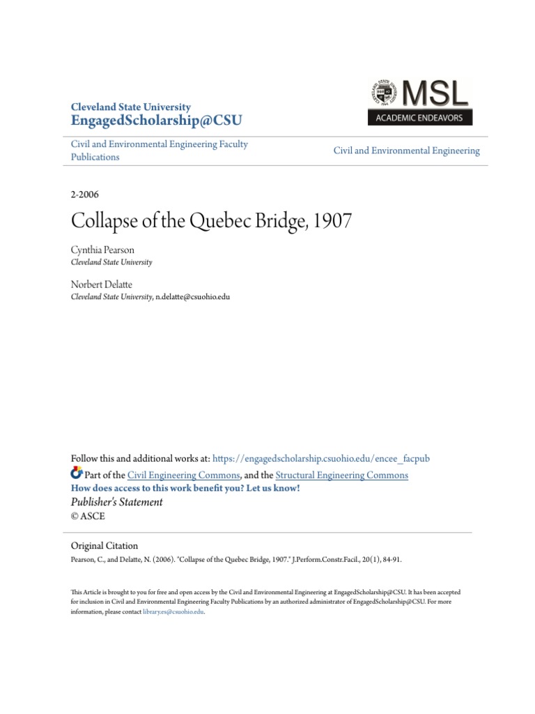 Collapse of The Quebec Bridge 1907 | PDF | Truss | Buckling