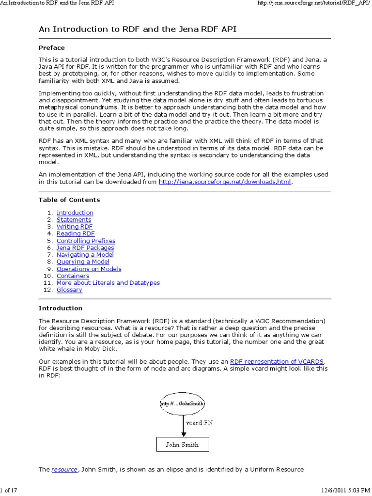An Introduction To RDF and The Jena RDF API | PDF