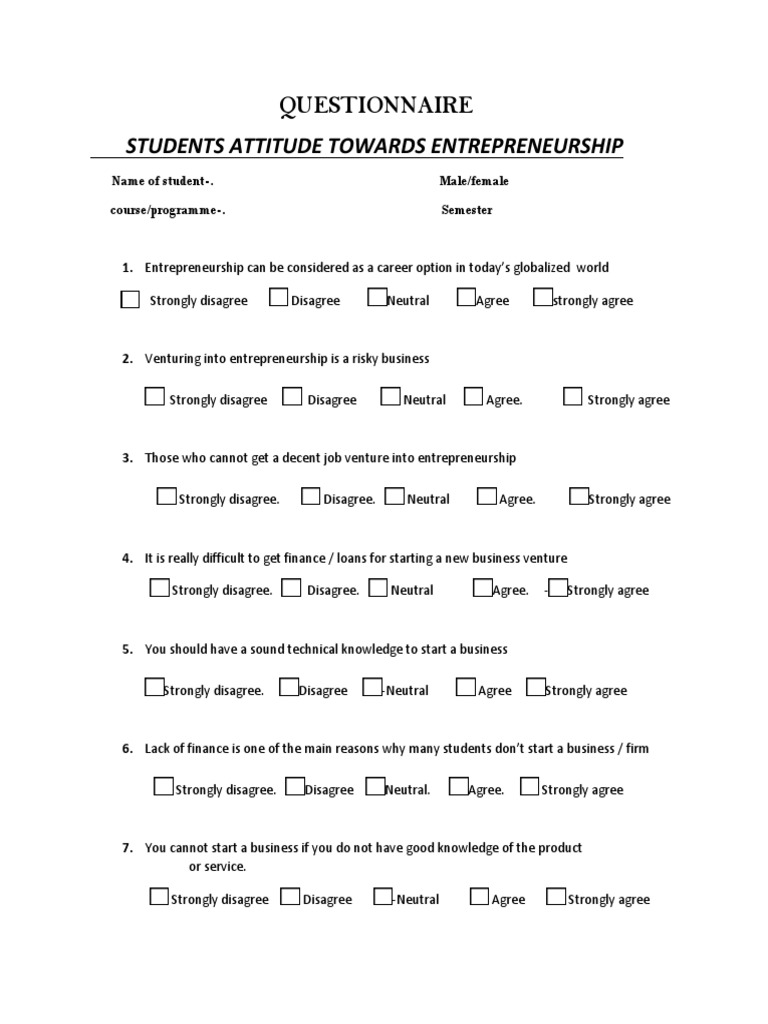 Student Attitudes on Entrepreneurship | PDF | Entrepreneurship | Change
