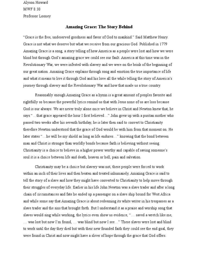 Amazing Grace Extra Credit | PDF | Amazing Grace | Grace In Christianity