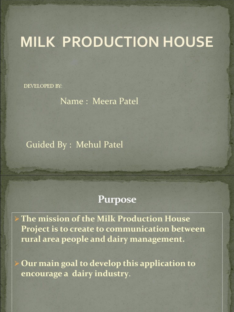 Milk Production House Project Overview | PDF | Computers