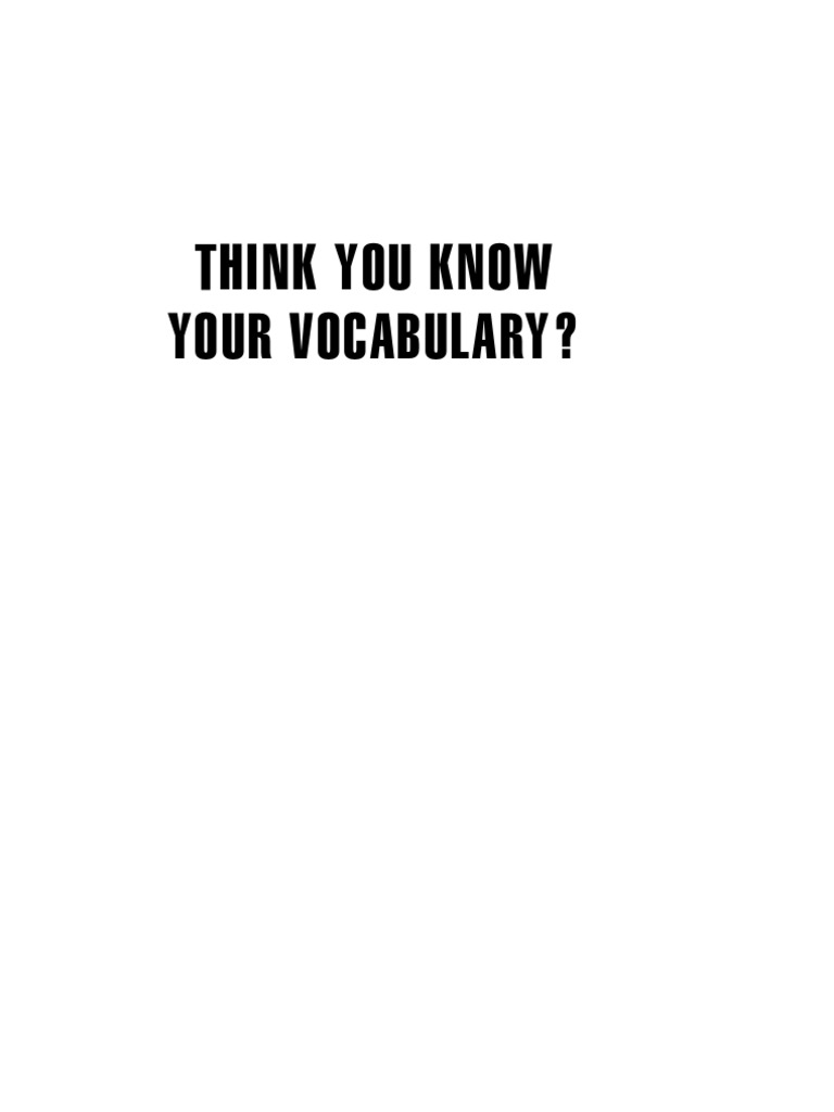 Think You Know Your Vocabulary | PDF | Noun