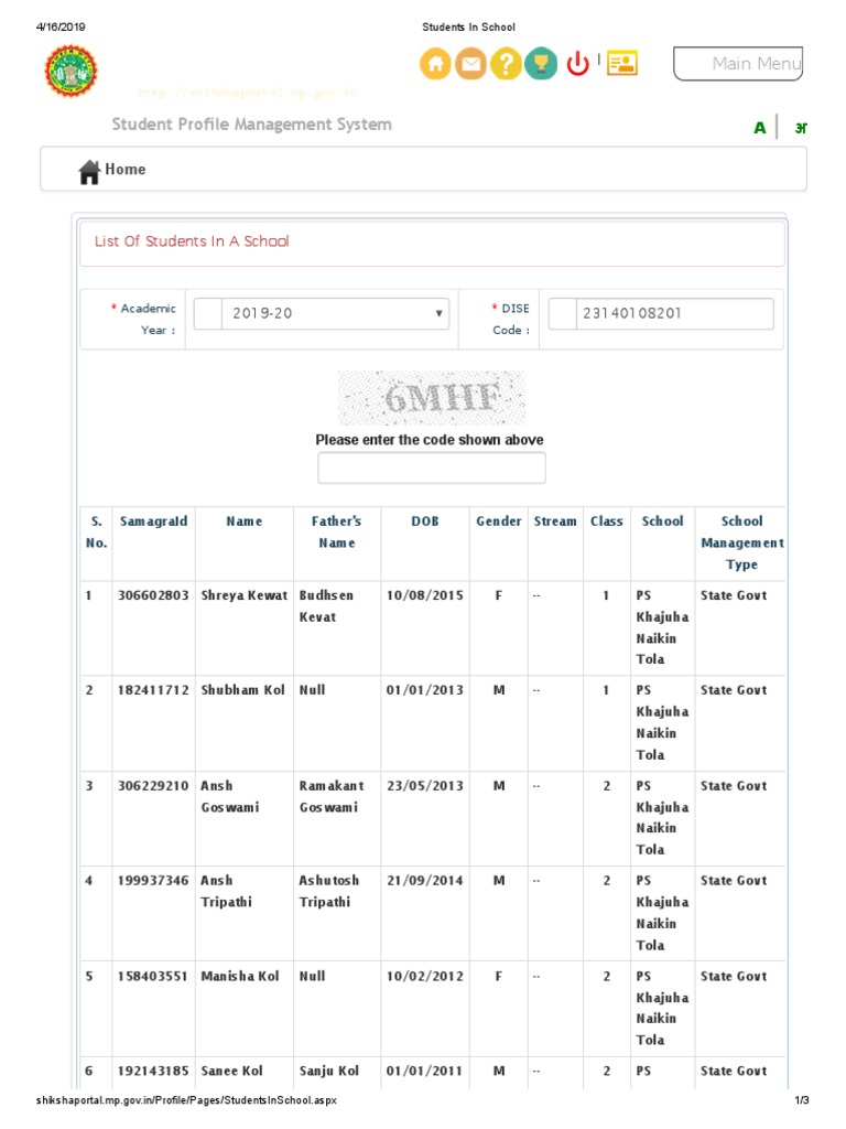 Student Profile Management System: List of Students in A School | Download Free PDF | Internet ...