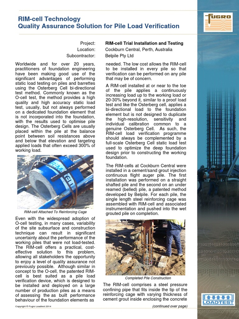 RIM-cell Testing in Australia (Perth) | PDF | Deep Foundation | Civil ...