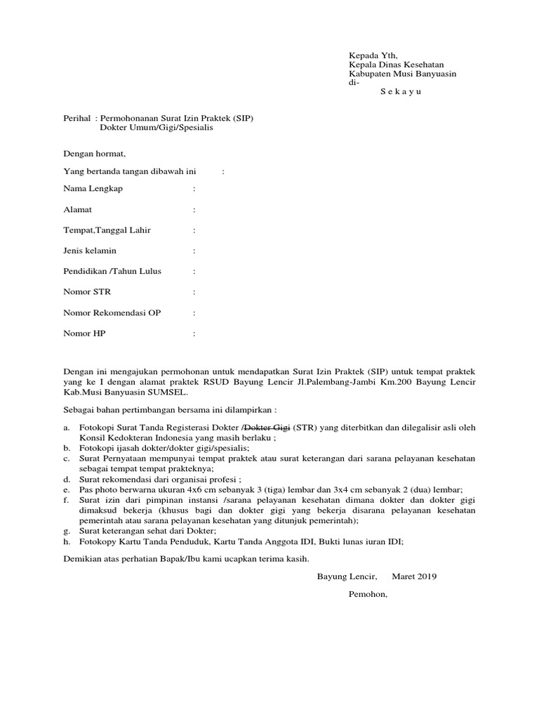 Format Sip Dokter | PDF