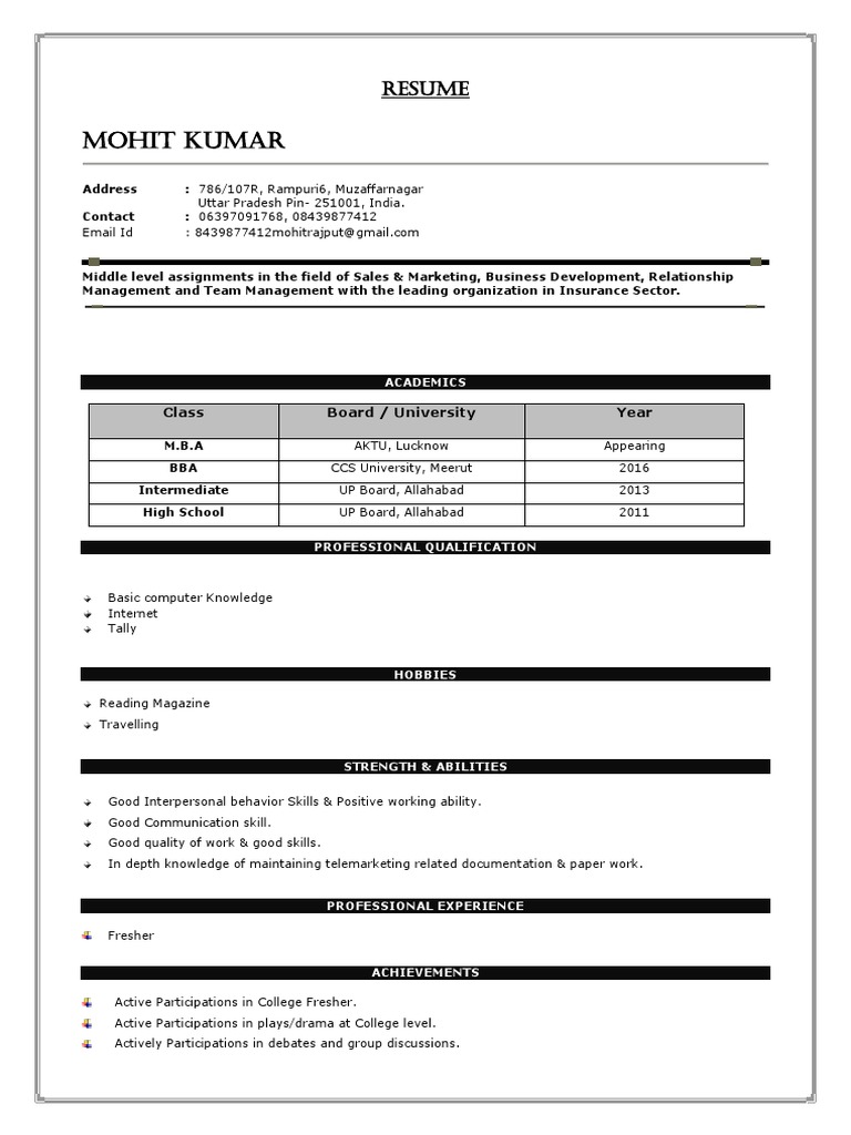 Mohit Kumar Resume | PDF