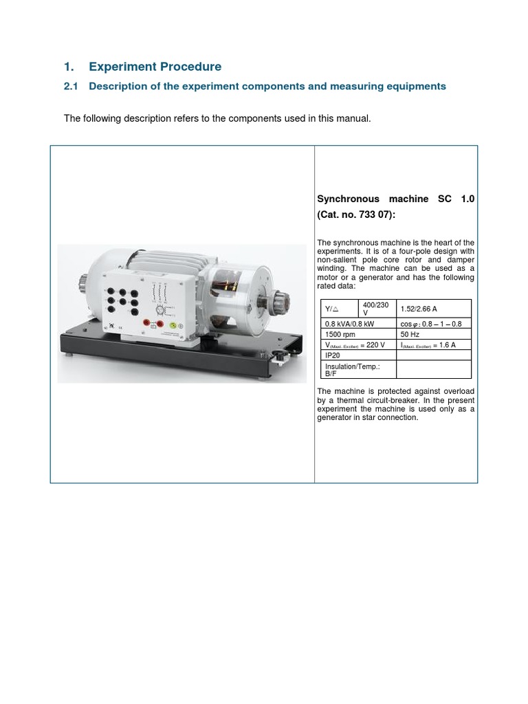 Experiment Procedure: Description of The Experiment Components and ...