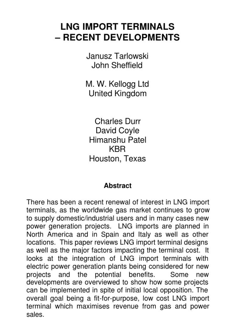 LNG Terminal Design and Developments | PDF | Liquefied Natural Gas ...