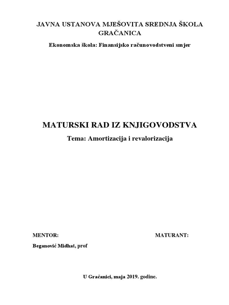 Dzena - Amortizacija I Revalorizacija - Ispravljeno22 | PDF