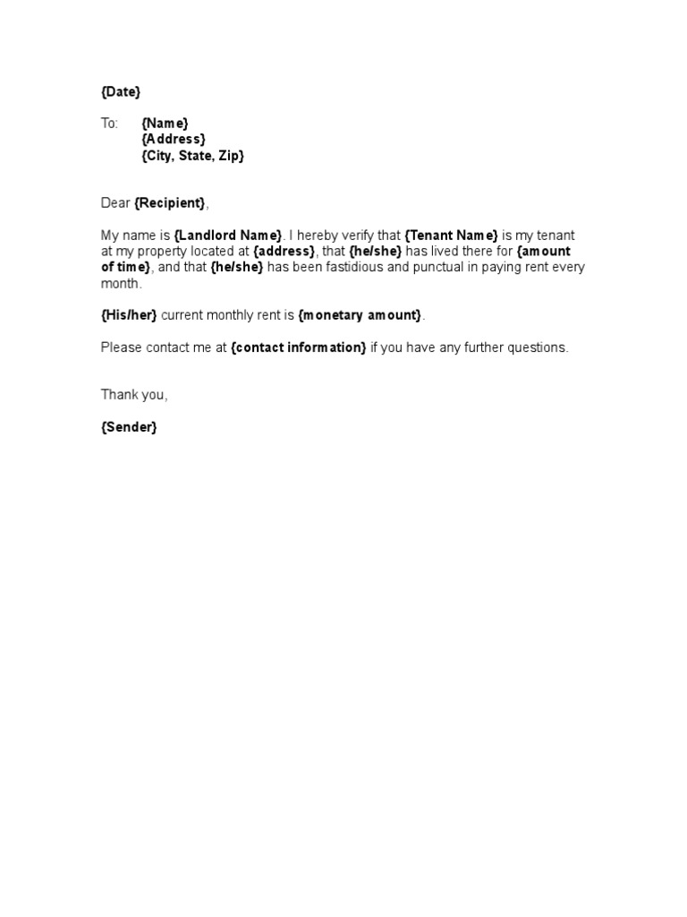 Landlord Proof of Residency Letter Template | PDF