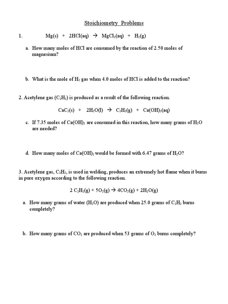 Stoichiometry - Mole To Mass 3 | PDF