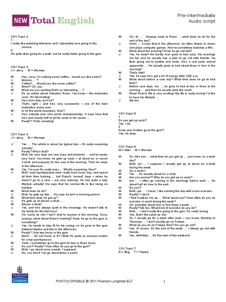 NTotalE Pre-Intermediate Scripts PDF | PDF | James Bond In Film | Foods