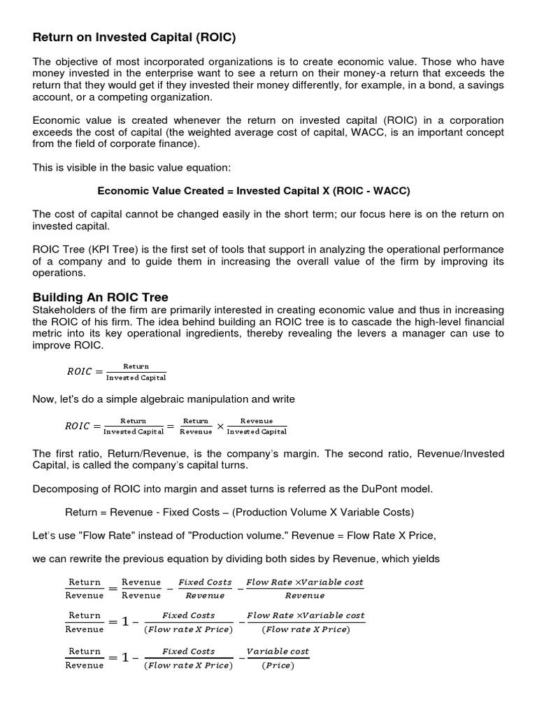 Roic - Project | PDF | Cost Of Capital | Capital (Economics)