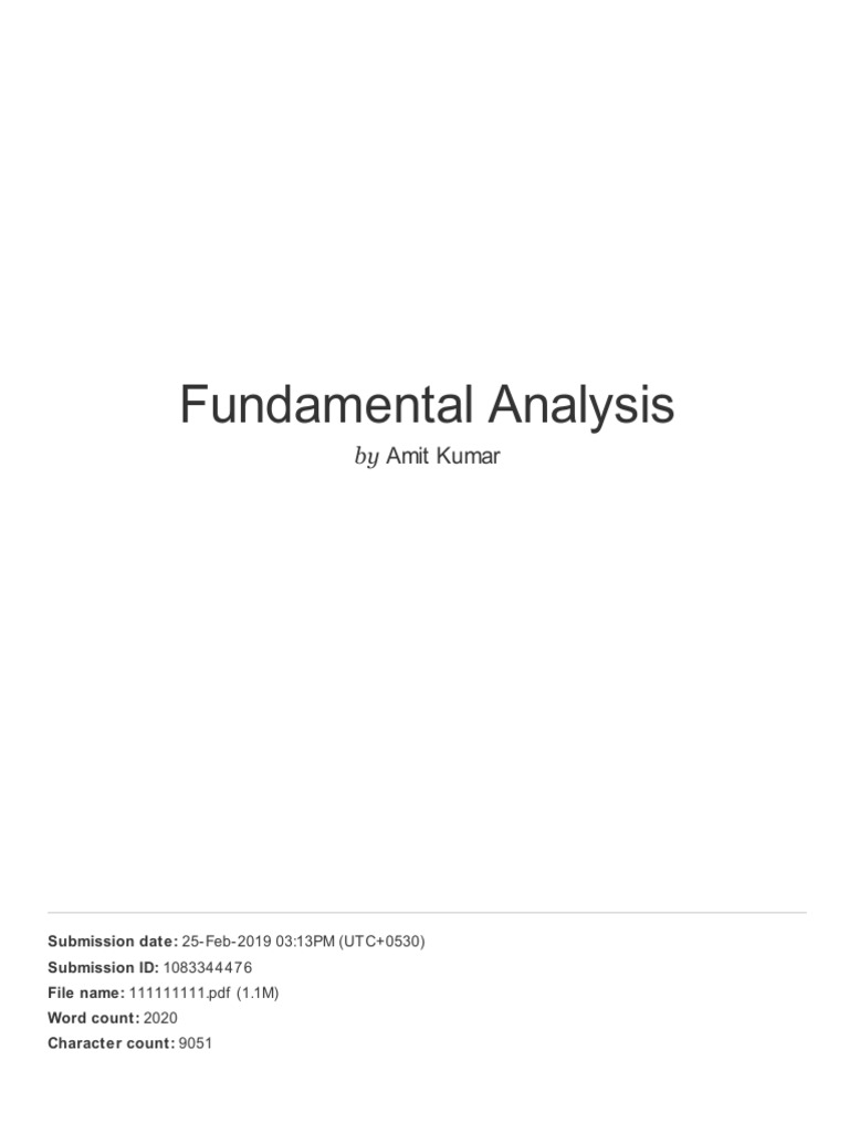 Fundamental Analysis: by Amit Kumar | PDF
