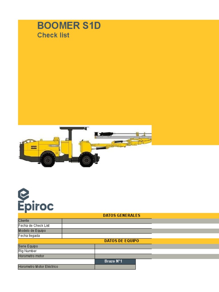Check List Boomer S1D EPIROC | PDF | Eje | Motor diesel