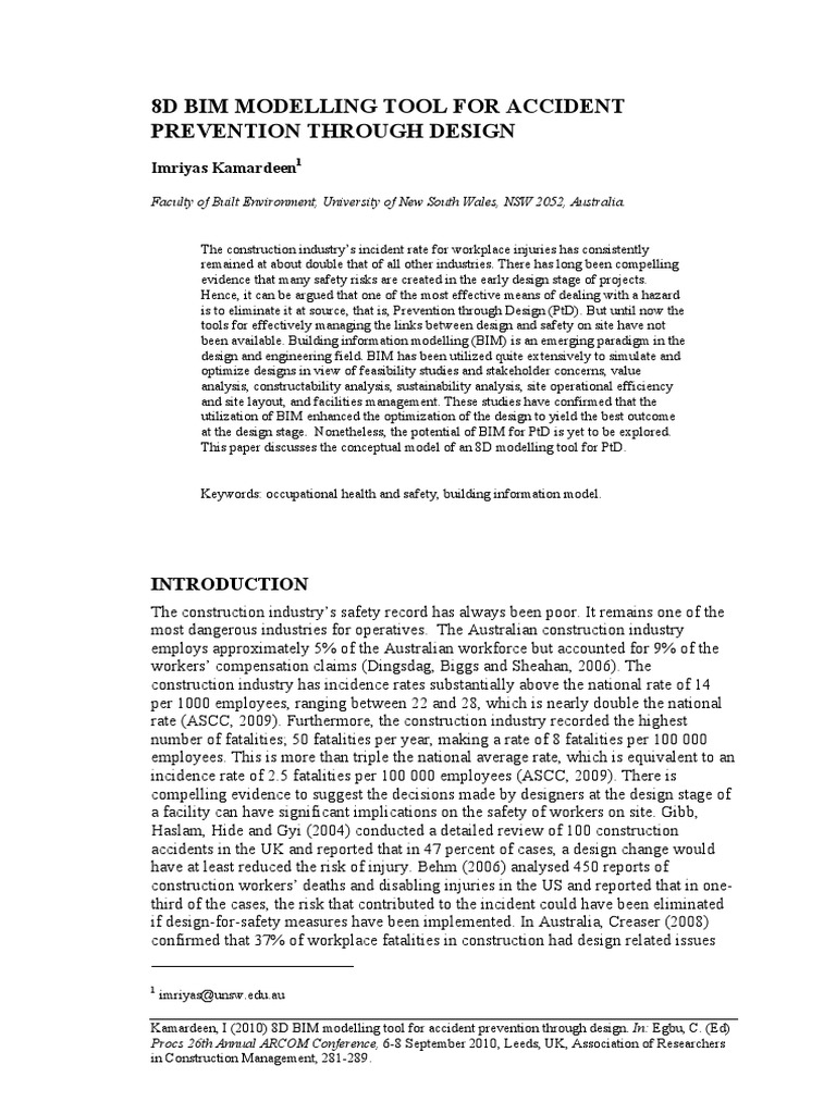 8D Bim Modelling Tool For Accident Prevention Through Design | PDF ...