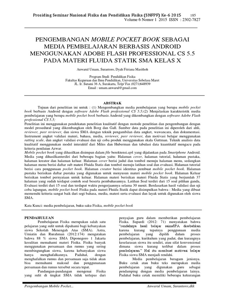 Jr. Pengembangan Mobile Pocket Book Sebagai Media Pembelajaran Berbasis Android Menggunakan ...
