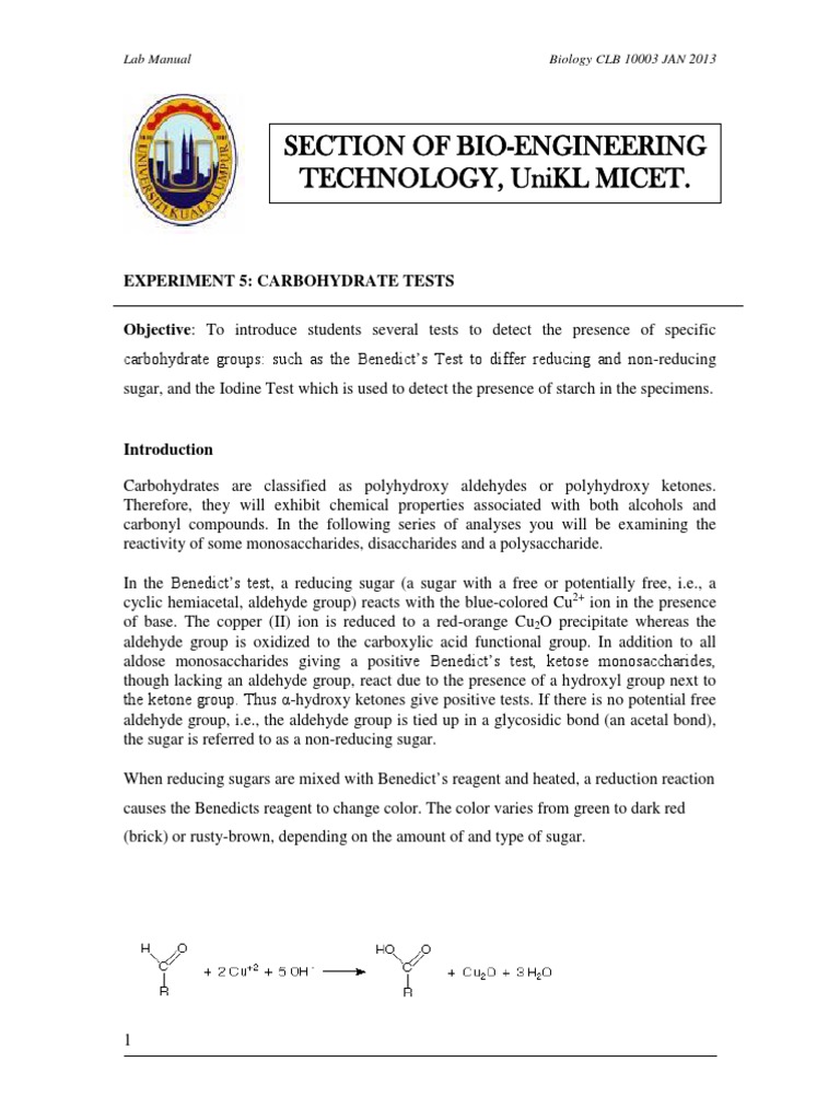 Carbohydrate Testing Methods Explained | PDF | Carbohydrates ...