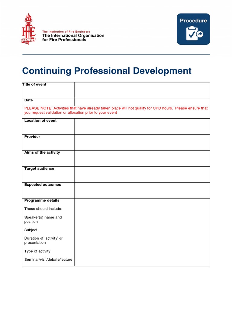 Continuing Professional Development: Title of Event | PDF