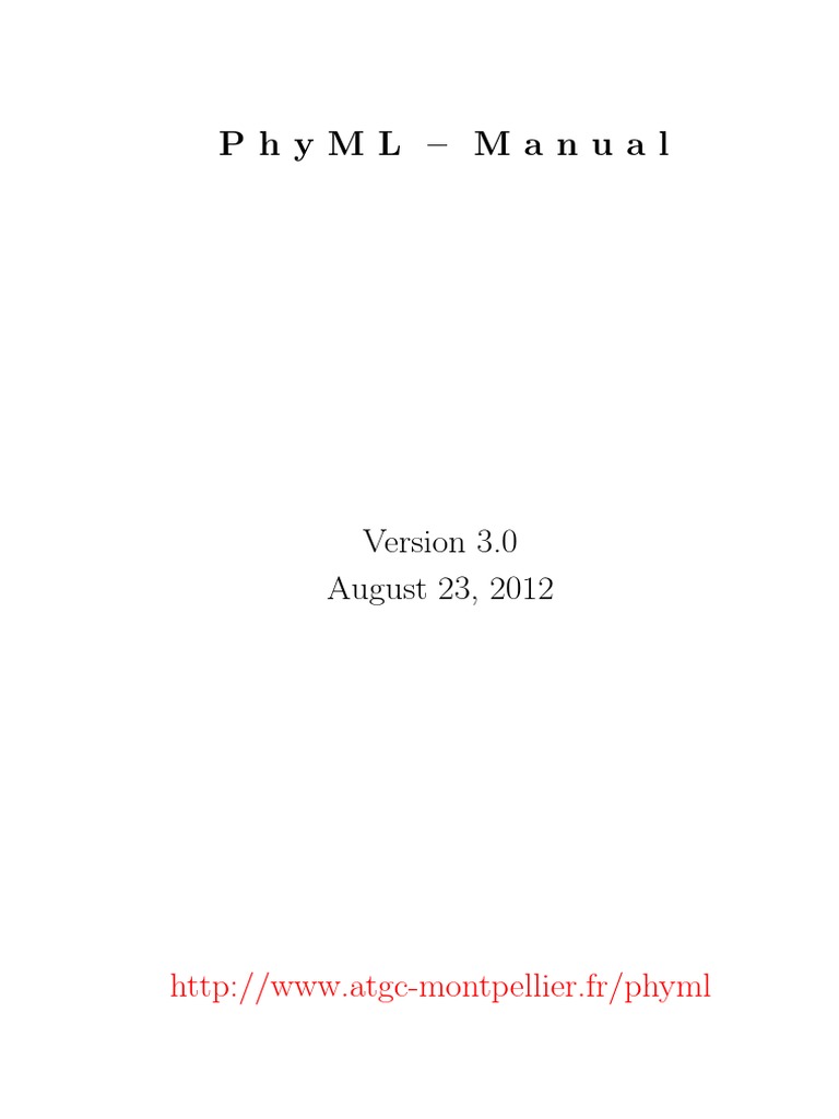 PhyML-3.1 - Manual Bioinformatics | PDF | Sequence Alignment | Phylogenetic Tree