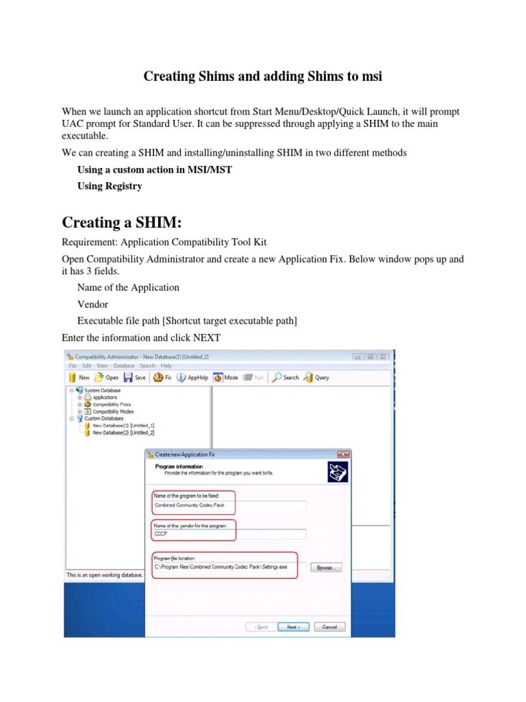 Creating Shims and Adding The Shims To Msi | PDF | Windows Registry ...