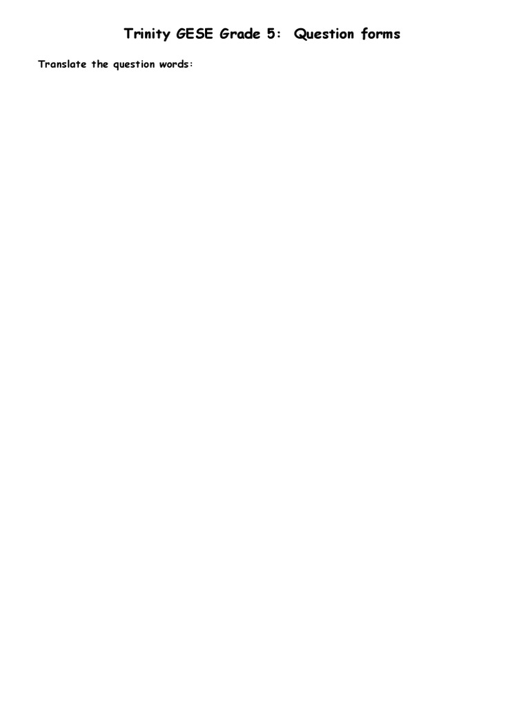 Question Forms Trinity Grade 5 | PDF