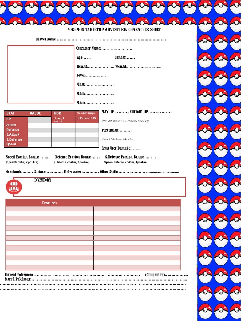 Ficha de Entrenador Pokémon | PDF