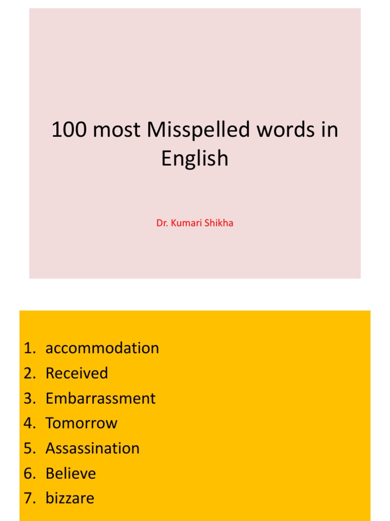 100 Most Missspelled Words in English-1 | PDF | Religion & Spirituality