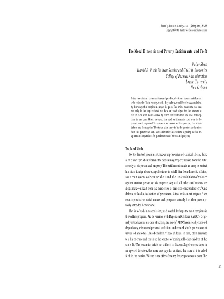 The Moral Dimensions of Poverty | PDF | Taxes | Property